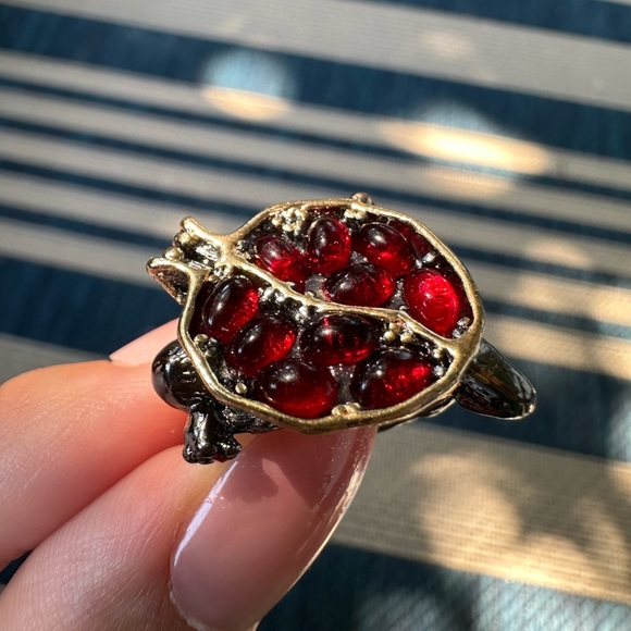 Jewelry | Brand New Retro Pomegranate Ruby Silver Gold Ring | Poshmark
